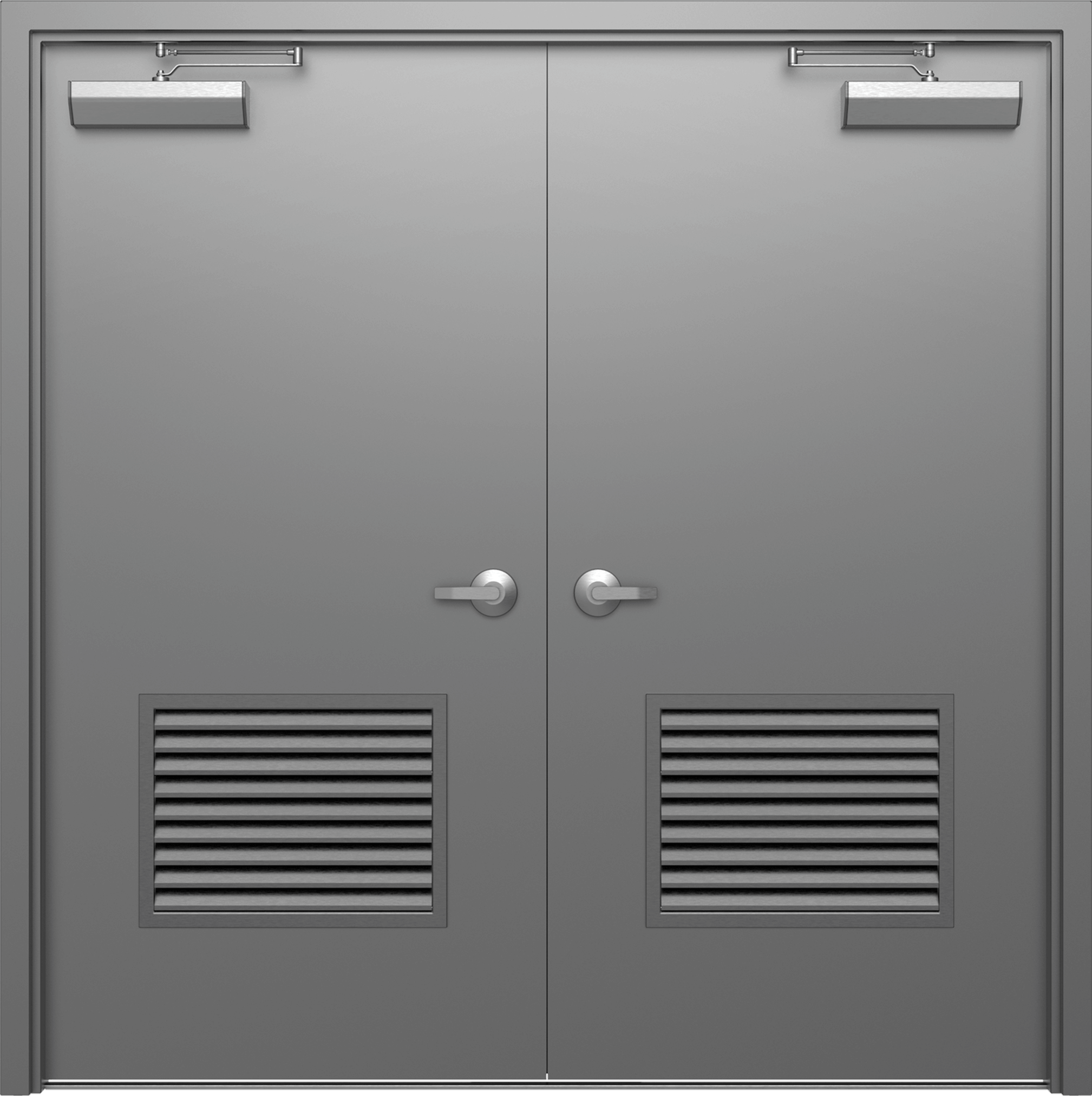Double Metal Doors w/ Louver - Door Depot